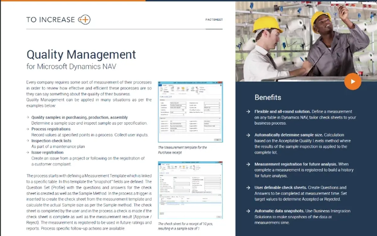 ToIncrease Quality Management for Dynamics NAV ERP | Dynamics Consultants